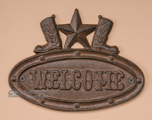 Rustic Cast Iron Wall Plaque -Cowboy Cross - Mission Del Rey Southwest LLC