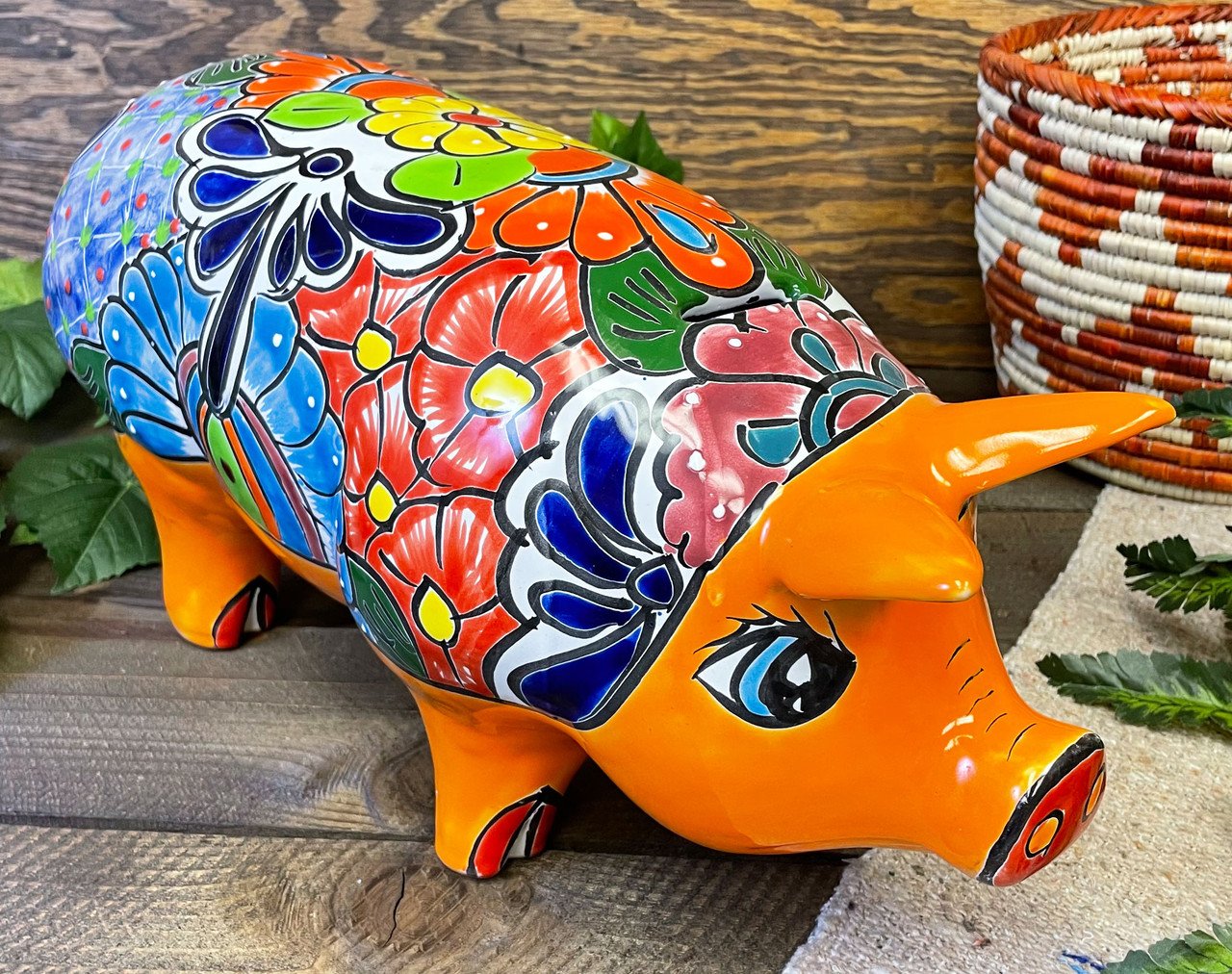 Hand Painted Talavera Pottery Pig Bank 19" (33bc72) - Mission Del Rey ...