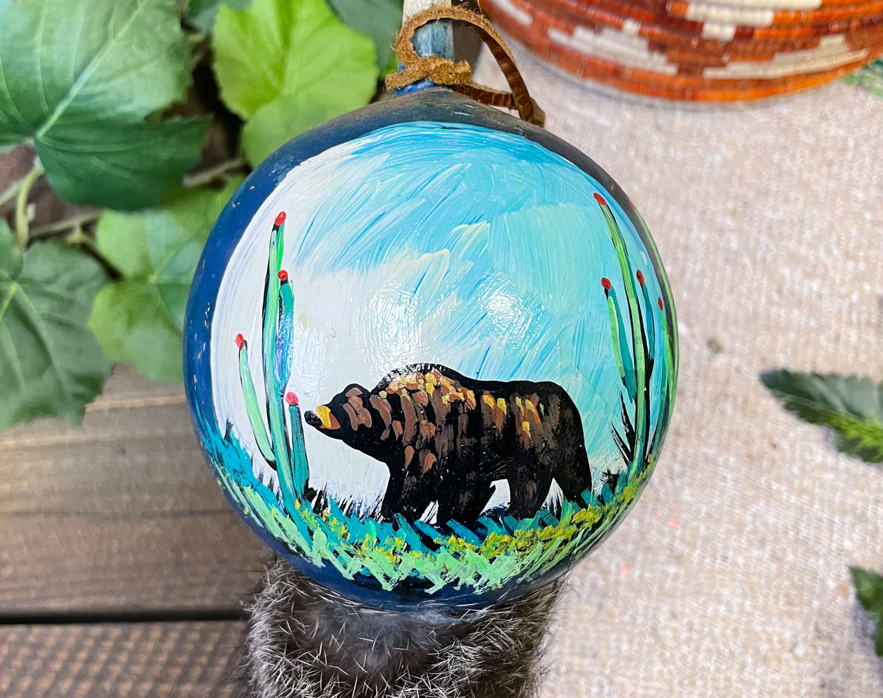 Hand Painted Gourd Rattle 17" -Bear (87bc116) - Mission Del Rey ...