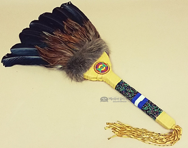 Beaded Indian Prayer Fan 20" - Creek (f18) - Mission Del Rey Southwest LLC