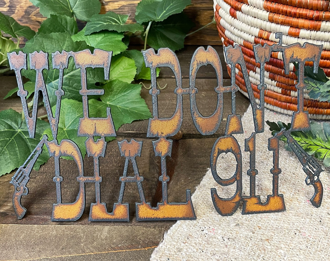 Rustic Western Metal Sign -911 (p100) - Mission Del Rey Southwest