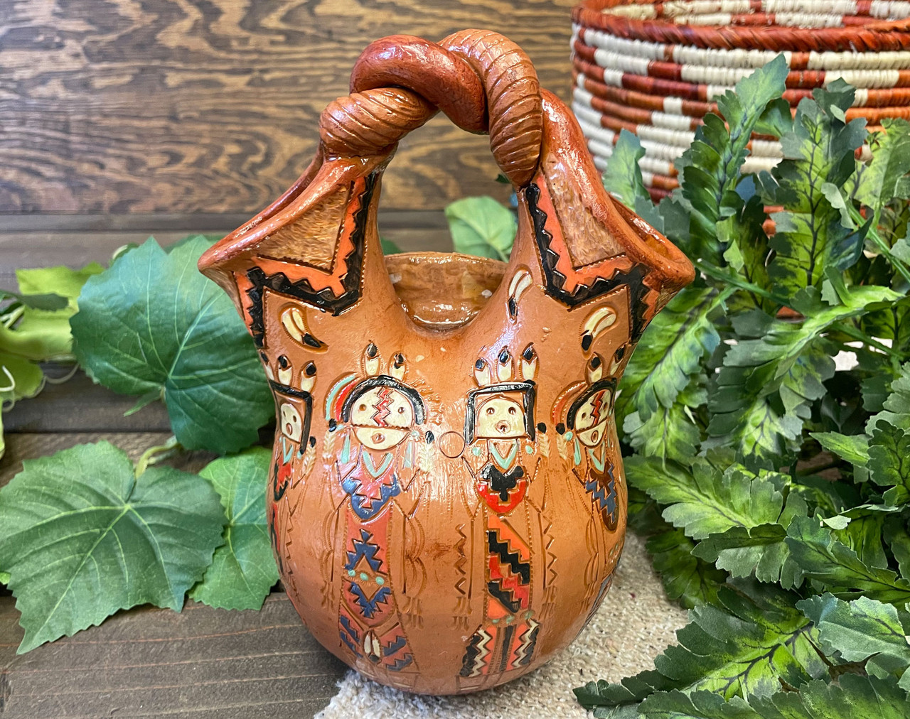 Native American Hand Coiled & Etched Wedding Vase 8.5" (56) - Mission ...
