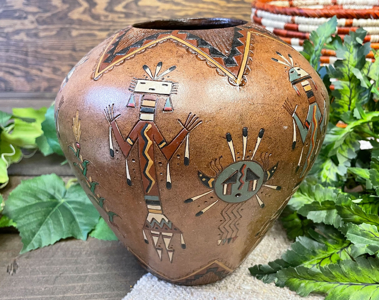 Authentic Hand Tooled Navajo Pottery Vase 8" (nap198) - Mission Del Rey ...