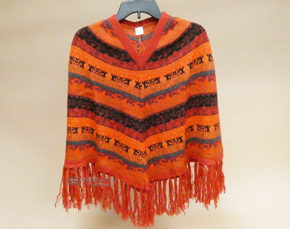 Genuine Alpaca Western Style Poncho (p79) - Mission Del Rey Southwest