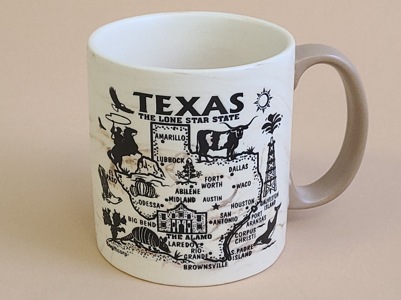 Texas Map Swirl Mug 16oz. -Tan (15bc58225-5t) - Mission Del Rey Southwest