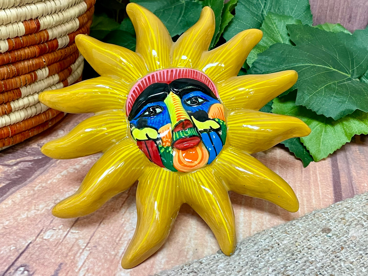 Hand Painted Western Ceramic Sun 8" (2bc138) - Mission Del Rey Southwest