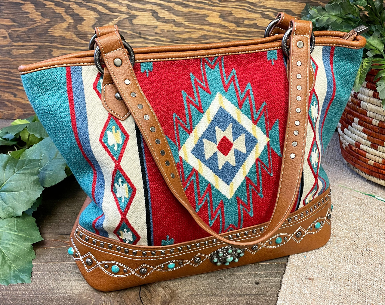 Southwestern Vegan Leather Purse -Zia (164mw1094g8317br) - Mission Del ...