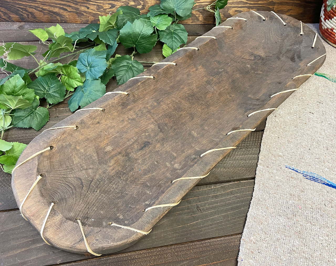 Stained Southwestern Rawhide Laced Bowl 40.5" (101bc23) - Mission Del ...