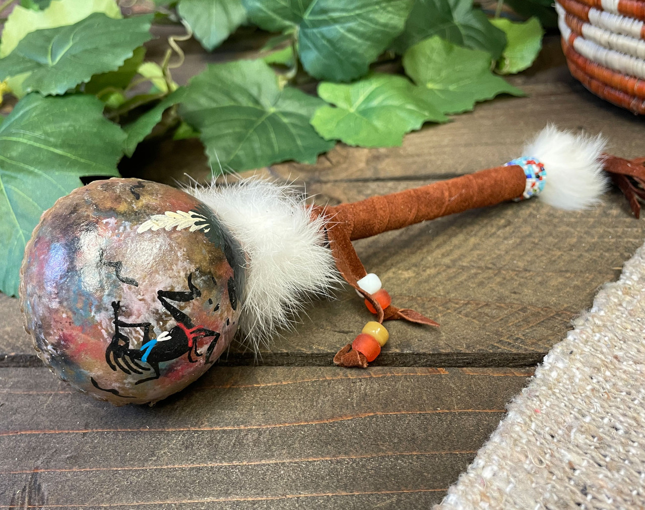Handcrafted Rawhide Rattle 9.25" -Kokopelli (36bc114) - Mission Del Rey ...
