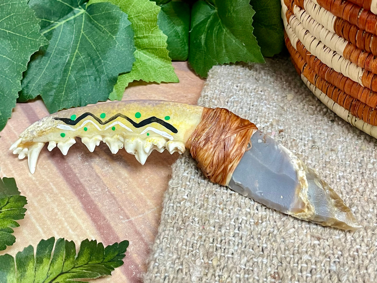 Native American Jawbone Stone Knife 6" -Navajo (3bc581)