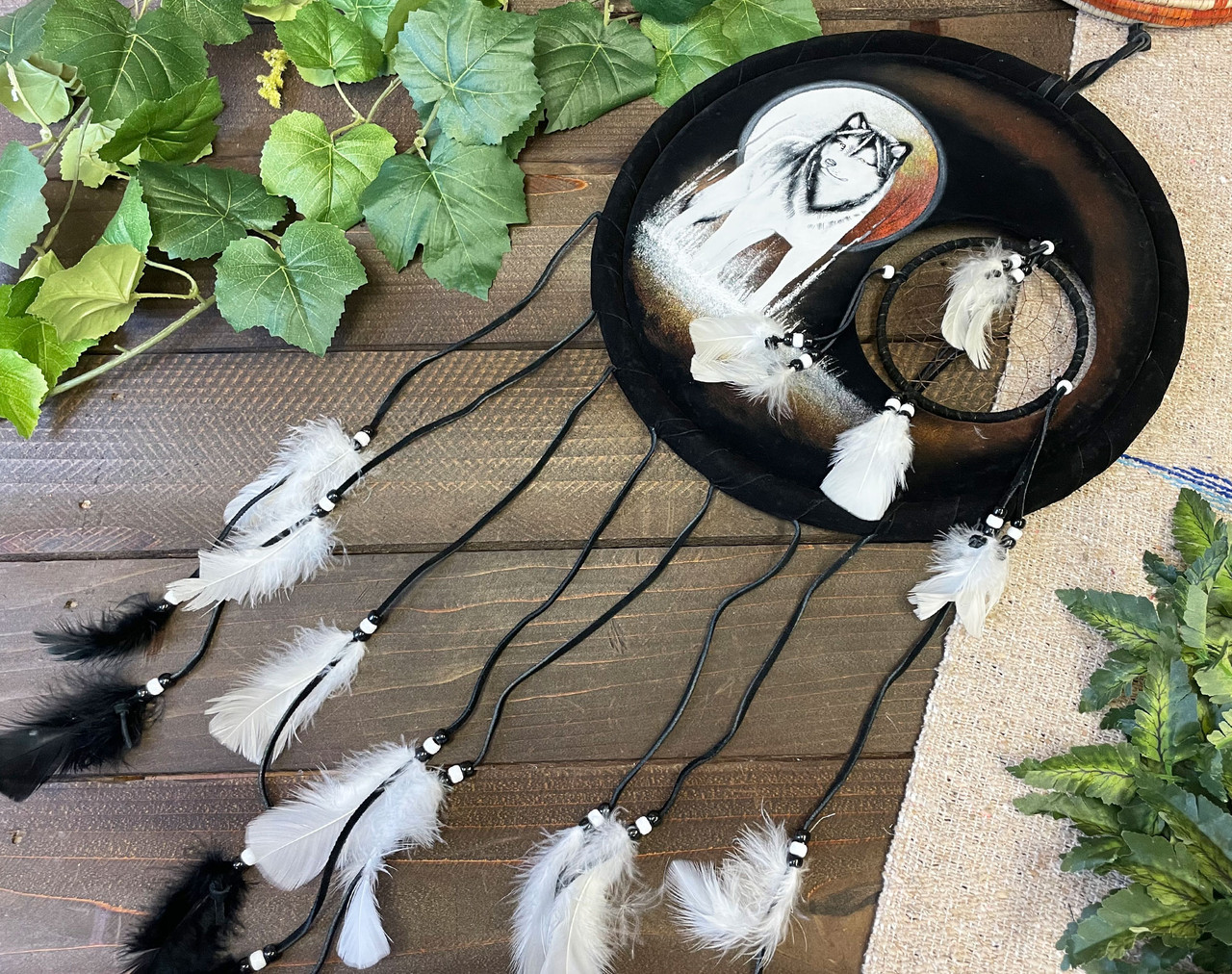 Western Dreamcatcher Shield 15" -Spirit Wolf (165bc16400b) - Mission ...