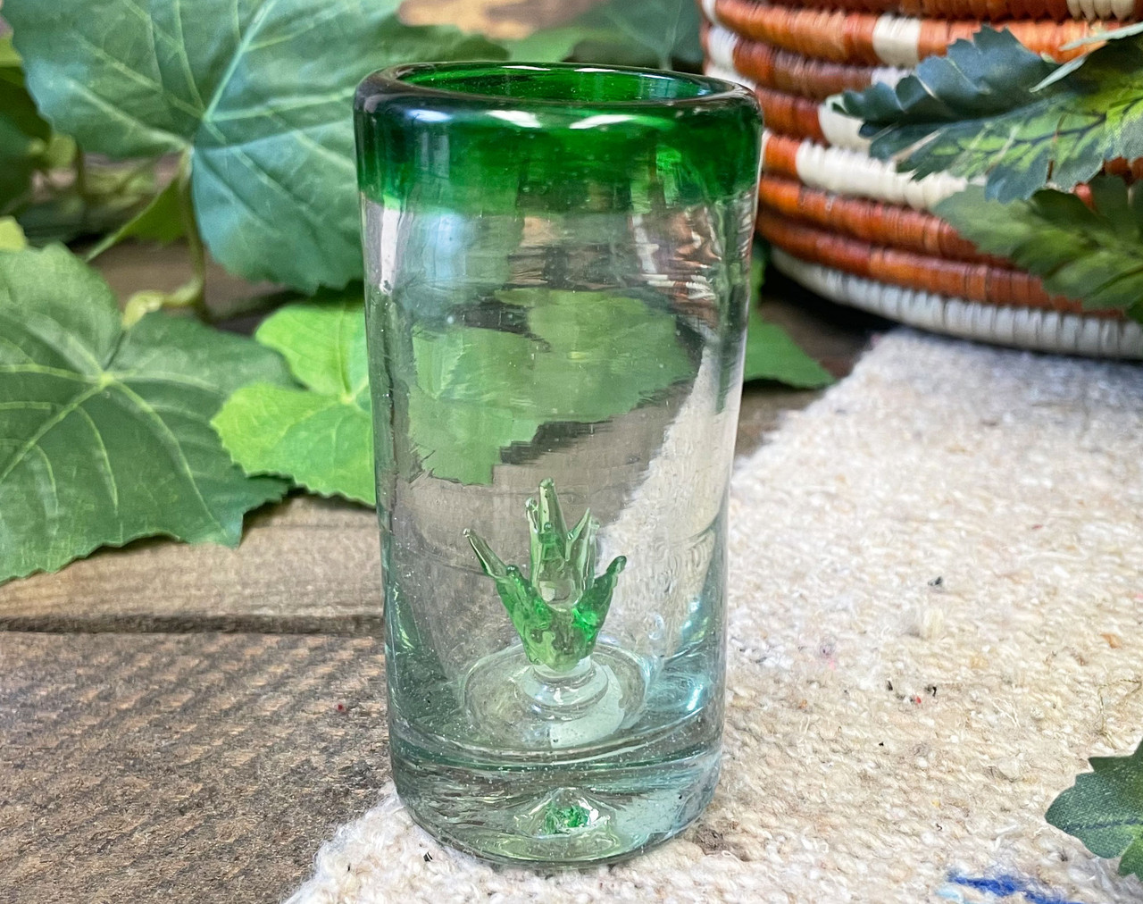 Hand Blown Shot Glass -Agave (167bc2) - Mission Del Rey Southwest LLC