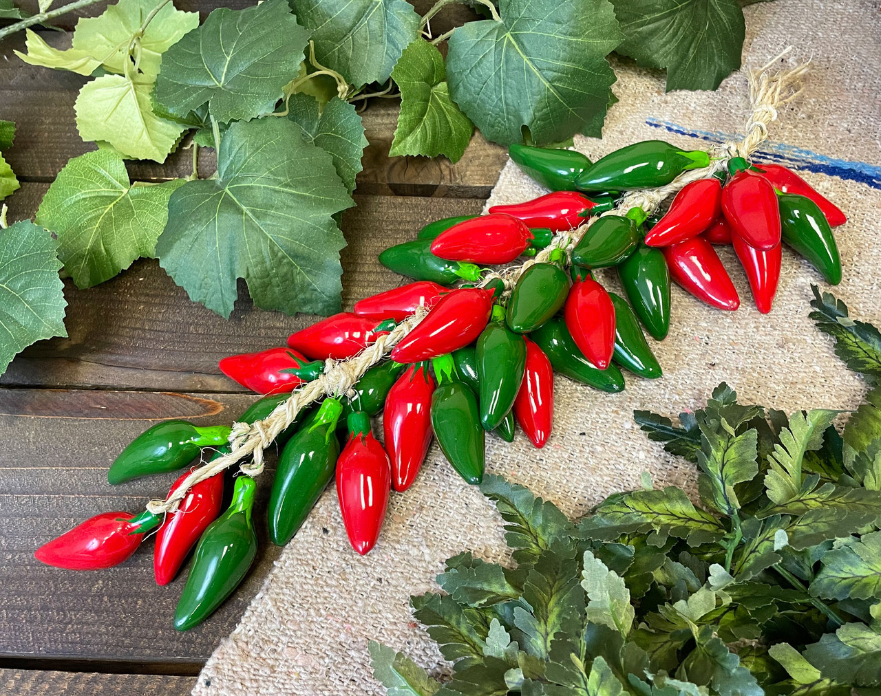 Red & Green Ceramic Chili Ristra -Jalepeno (2bc529) - Mission Del Rey ...