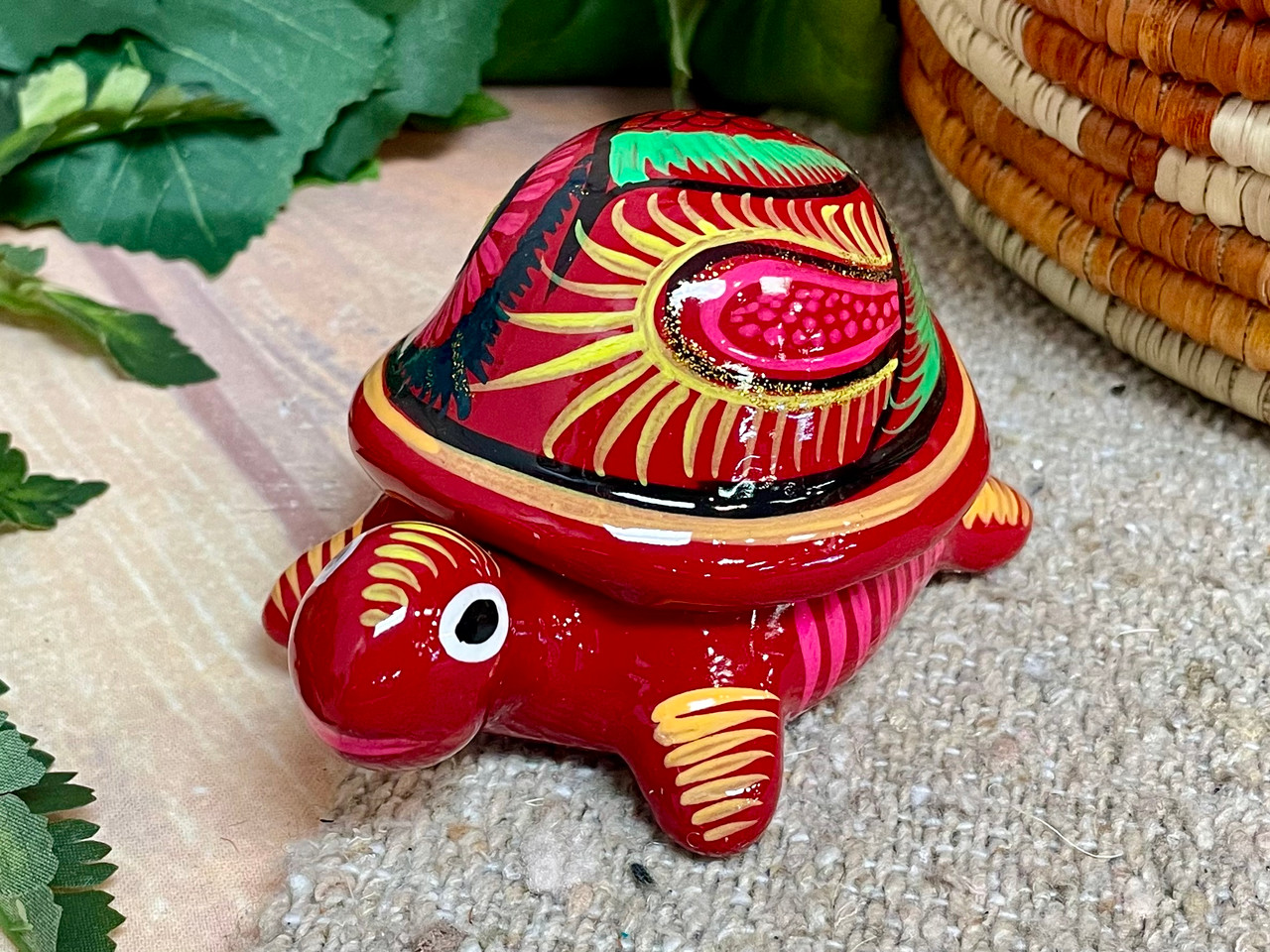 Hand Painted Clay Turtle Jewelry Box 4.25" (174bc21)