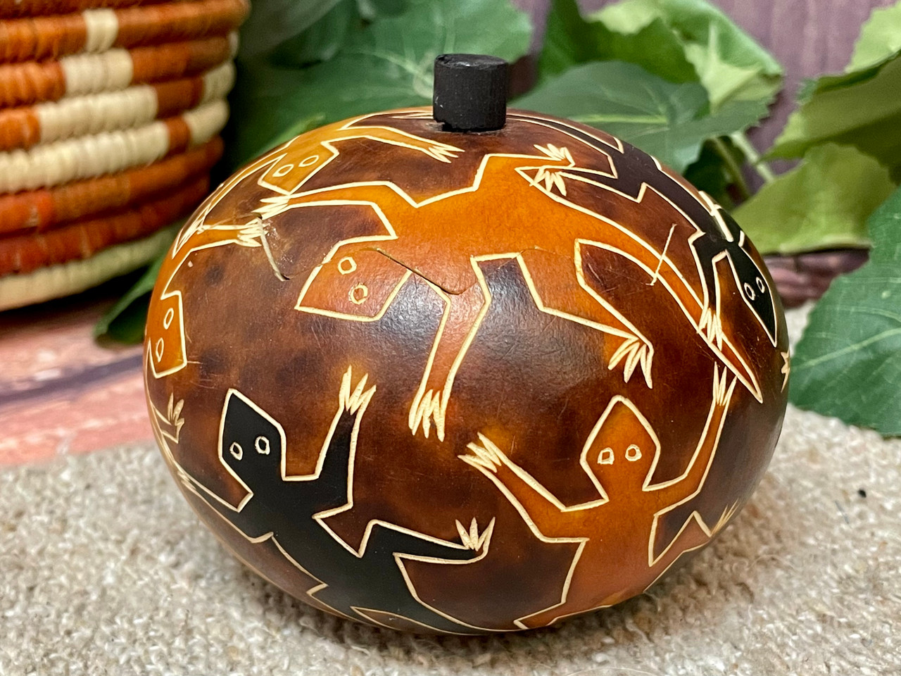 Assorted Carved Gourd Box 4" -Lizards (12bc240) - Mission Del Rey Southwest