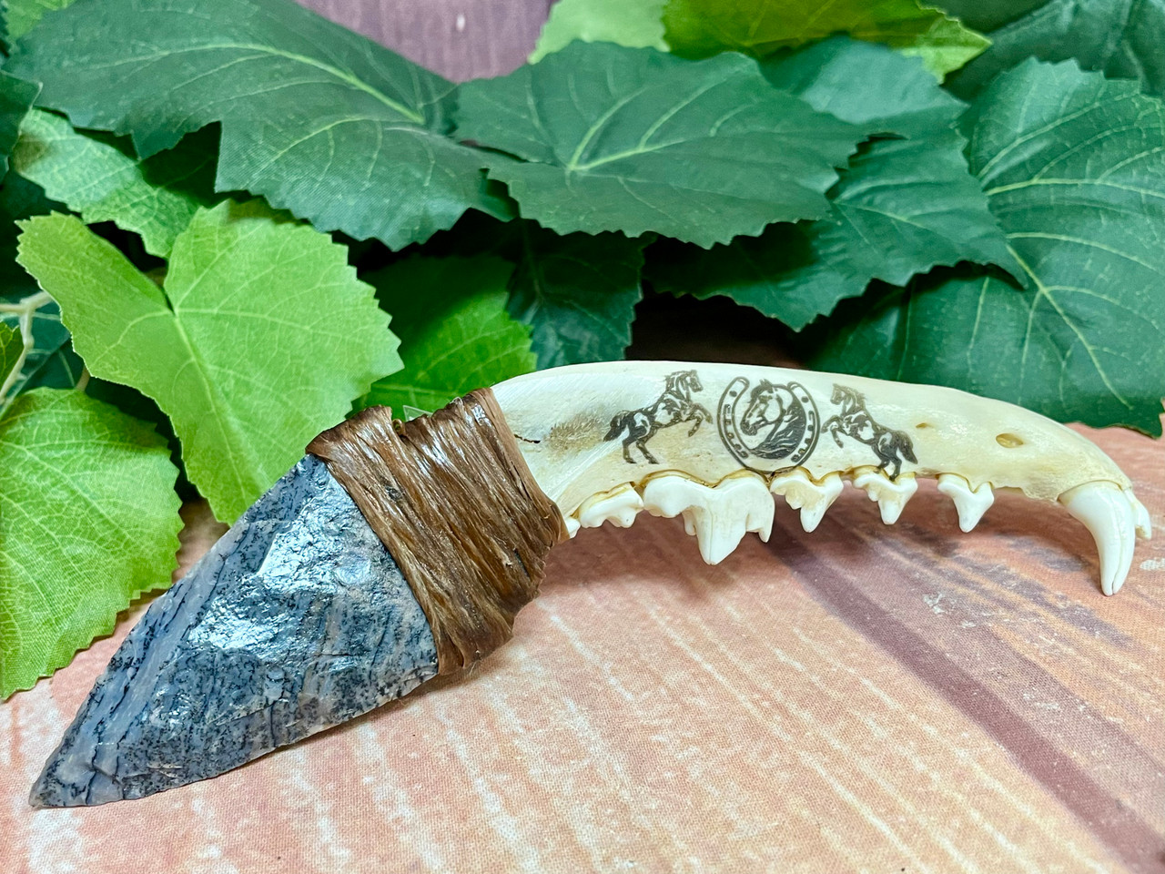 Native American Jawbone Stone Knife 7" -Creek Indian (29bc56) - Mission ...