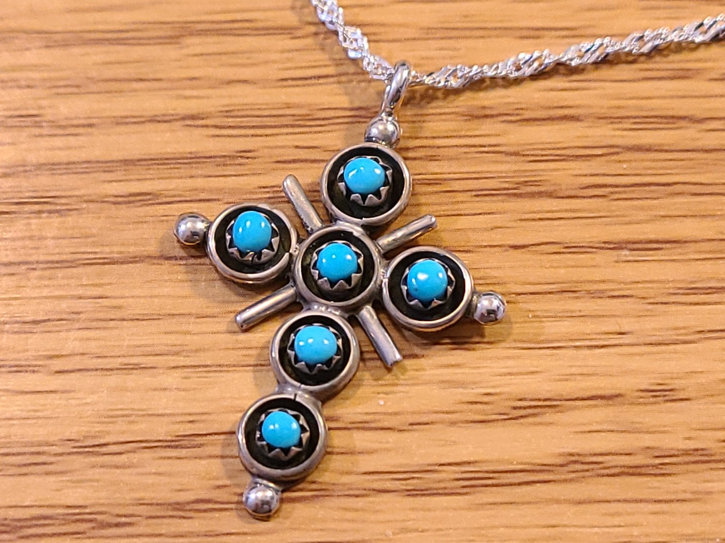 Native American Silver Cross Necklace 20" (ij236) - Mission Del Rey ...
