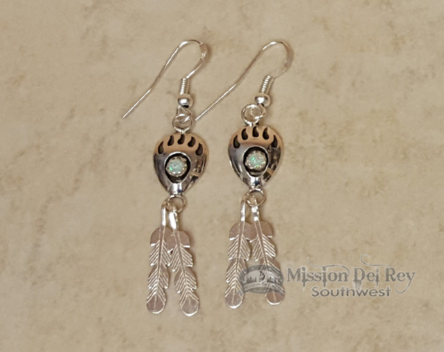 Native American Navajo Silver Earrings - Opal (ij288) - Mission Del Rey ...