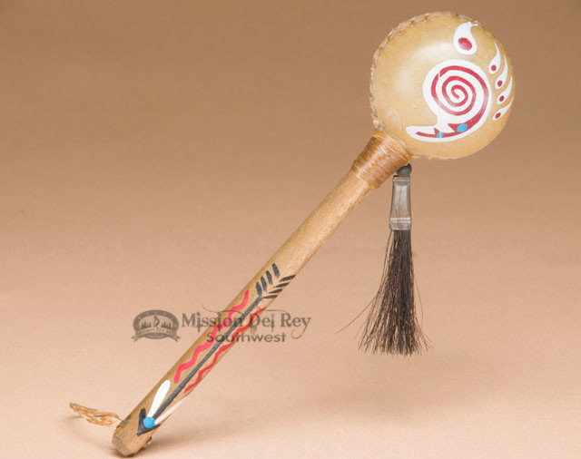 Native American Painted Rawhide Rattle 7" -Bear Paw (nar-191a ...