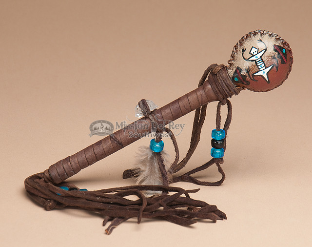 Painted Native American Rawhide Rattle 7" -Lizard (r406) - Mission Del ...