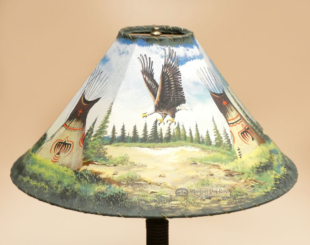 Southwest Leather Lamp Shade 22" -Indian Village (PL101) - Mission Del ...