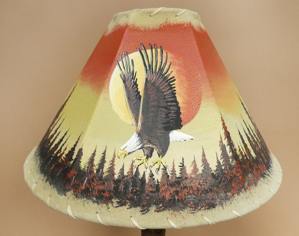 Painted Leather Lamp Shade 16" -Sunset Eagle (pl117) - Mission Del Rey ...