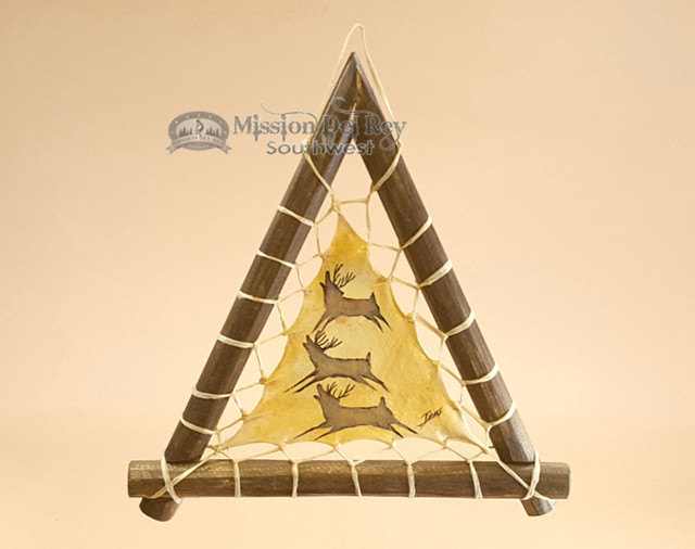 Tarahumara Indian Painted Hide Rack 16" -Deer (P66) - Mission Del Rey ...
