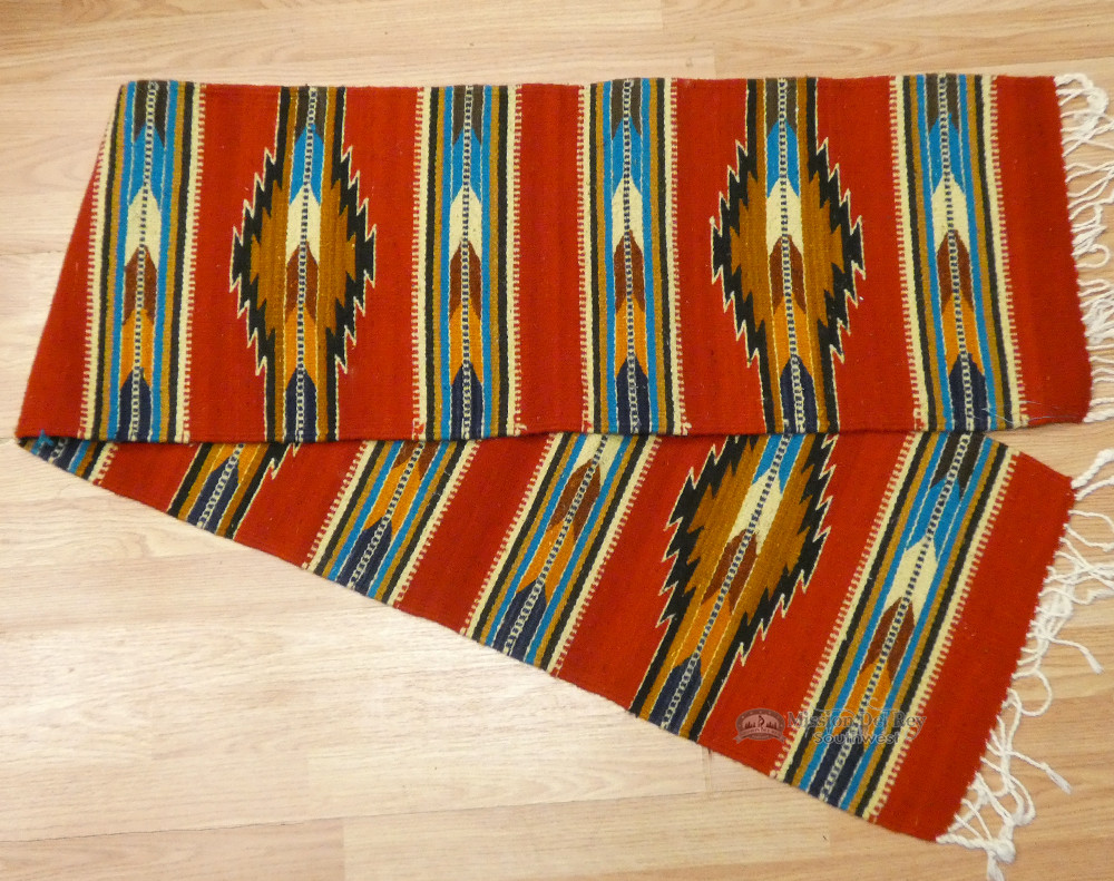 Hand Woven Wool Table Runner 15"x80" (a5) - Mission Del Rey Southwest LLC