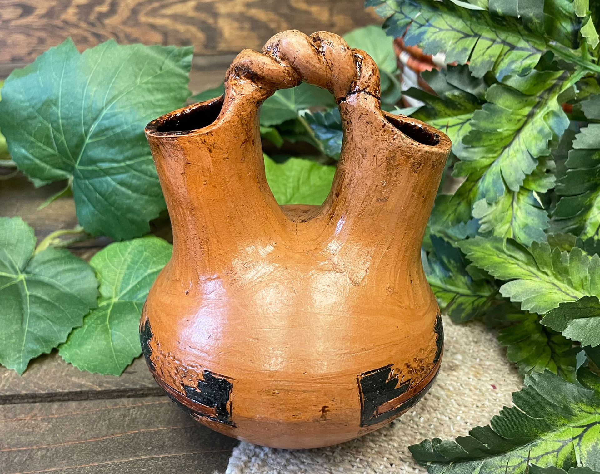 Native American Hand Coiled & Etched Wedding Vase 6" (p193) - Mission ...