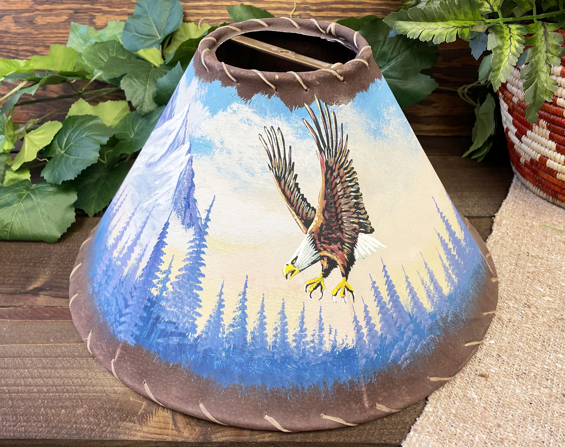 Hand Painted Leather Lamp Shade 16" -Soaring Eagle (87bc84) - Mission ...