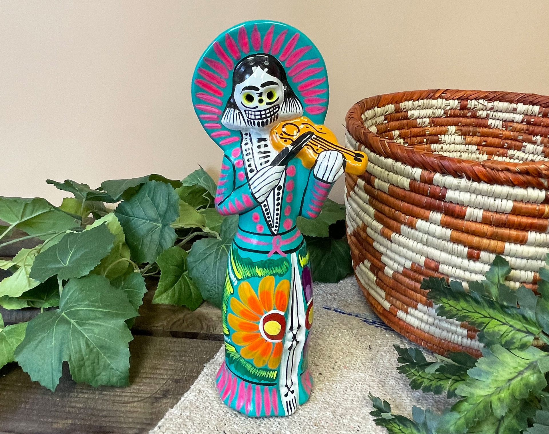 Hand Painted Day of the Dead Mariachi 12" (2bc521) - Mission Del Rey ...