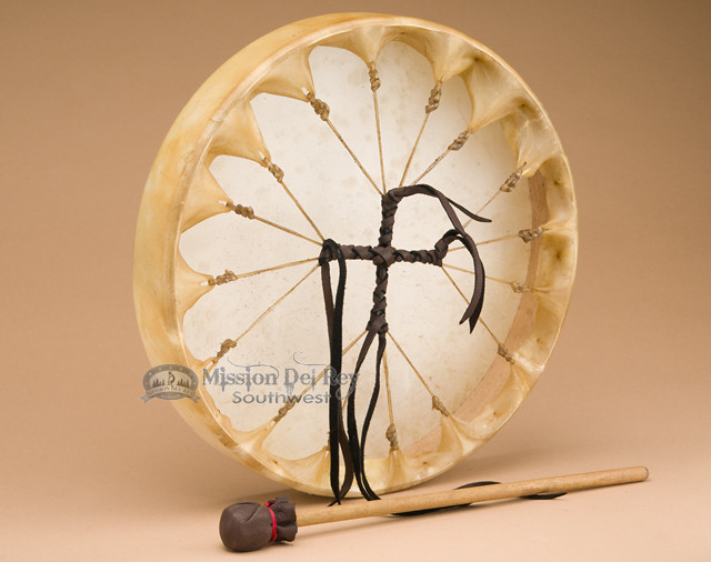 Authentic Buffalo Hide Indian Drum 10" -Cherokee (cd192) - Mission Del ...