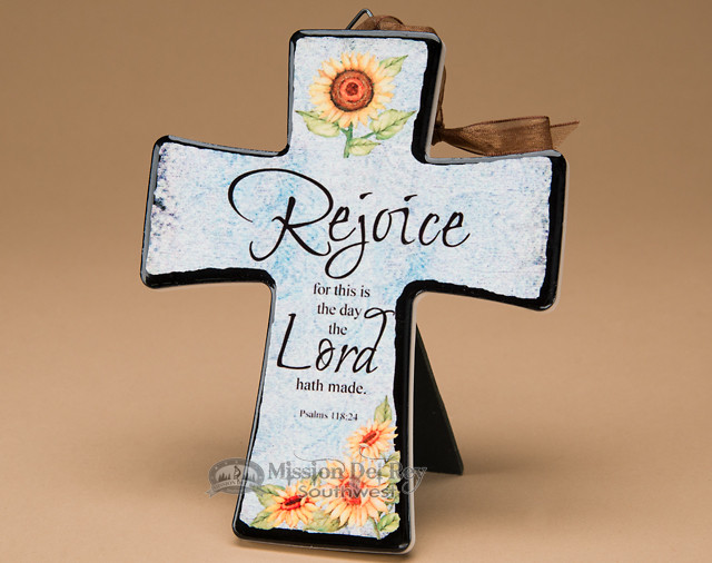 Inspirational Cross 6" -Rejoice Psalm 118:24 - Mission Del Rey ...