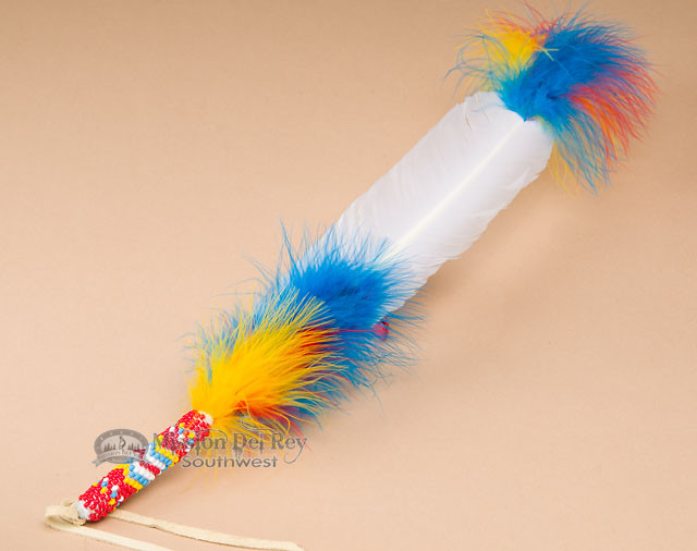 Pueblo Indian Hand Beaded Single Feather Prayer Fan (f85) - Mission Del ...