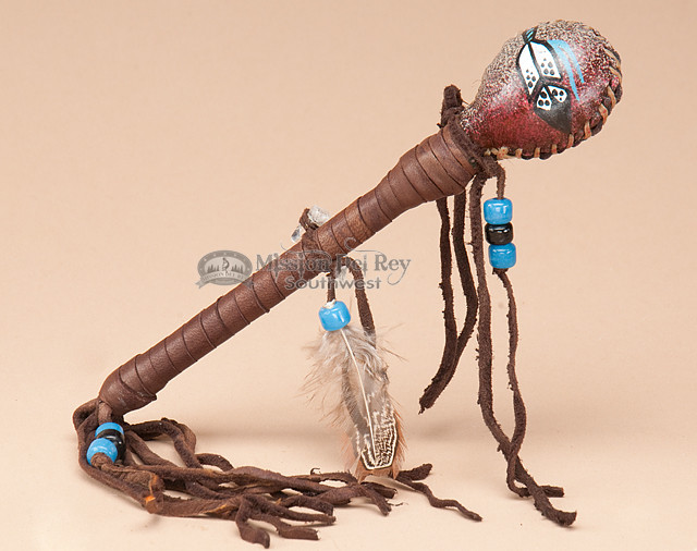 Painted Native American Rawhide Rattle 7" -Buffalo (r401) - Mission Del ...