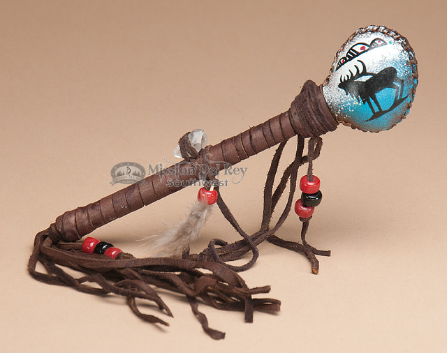 Native American Painted Rawhide Rattle 8" (rs6) - Mission Del Rey ...