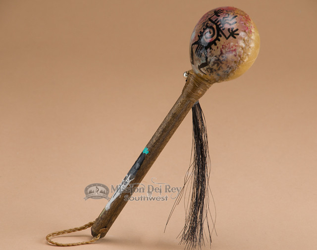 Native American Painted Rawhide Rattle 8" (rs6) - Mission Del Rey ...
