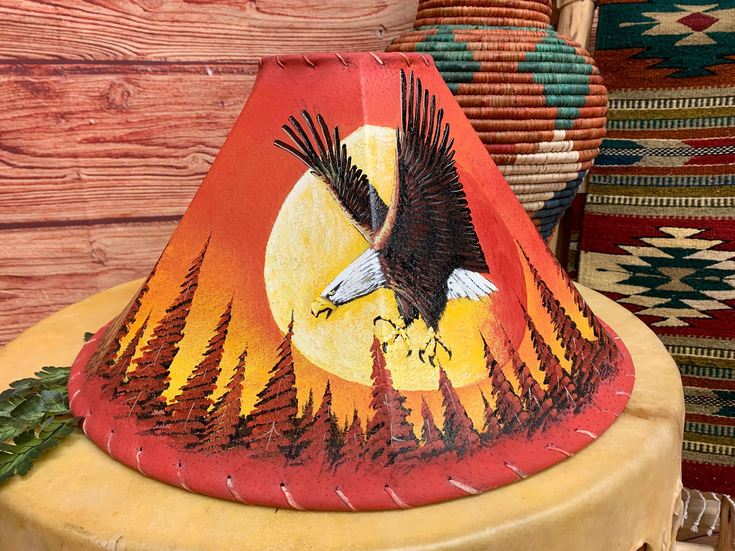 Painted Leather Lamp Shade 18" -Sunset Eagle (PL98) - Mission Del Rey ...