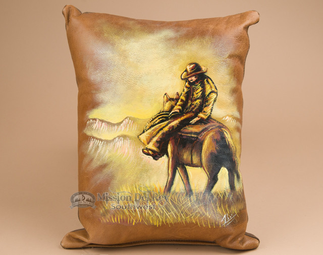 Painted Cowhide Cowboy Pillow -Riding Herd (20) - Mission Del Rey ...