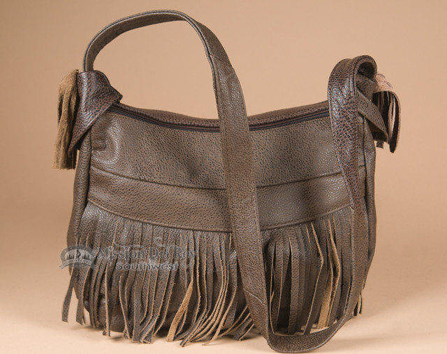 Southwestern Style Fringed Leather Purse -Brown (p30) - Mission Del Rey ...