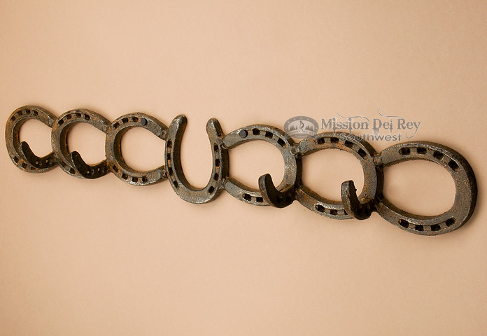 Rustic Western Metal Art Coat Rack 24.5" -horse shoes (ma4) - Mission ...