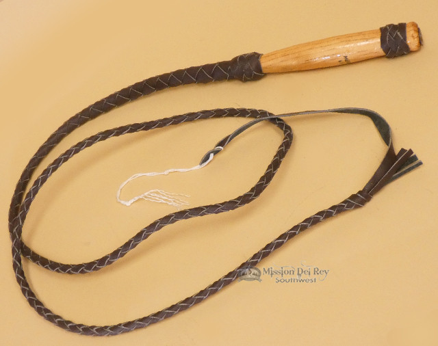 Western Braided Cowboy Leather Bull Whip 8' - Mission Del Rey Southwest LLC