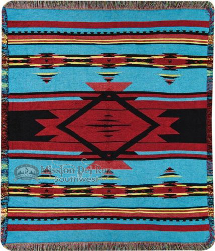 Pueblo Turquoise Southwestern Designer Throw (throw25) - Mission Del ...