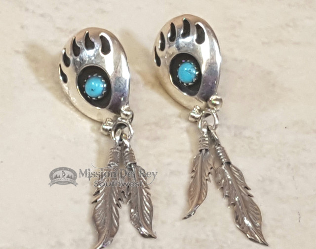 Native American Navajo Silver Earrings - (ne455) - Mission Del Rey ...