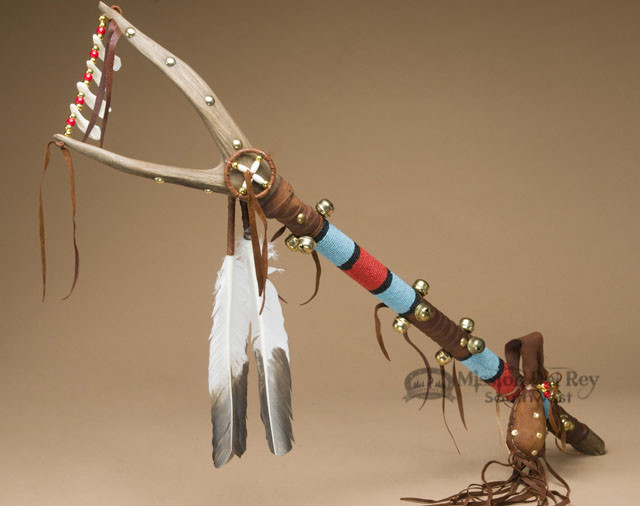 Tigua Indian Beaded Dance Stick 30.5" - Manny Silvas (ids50) - Mission ...