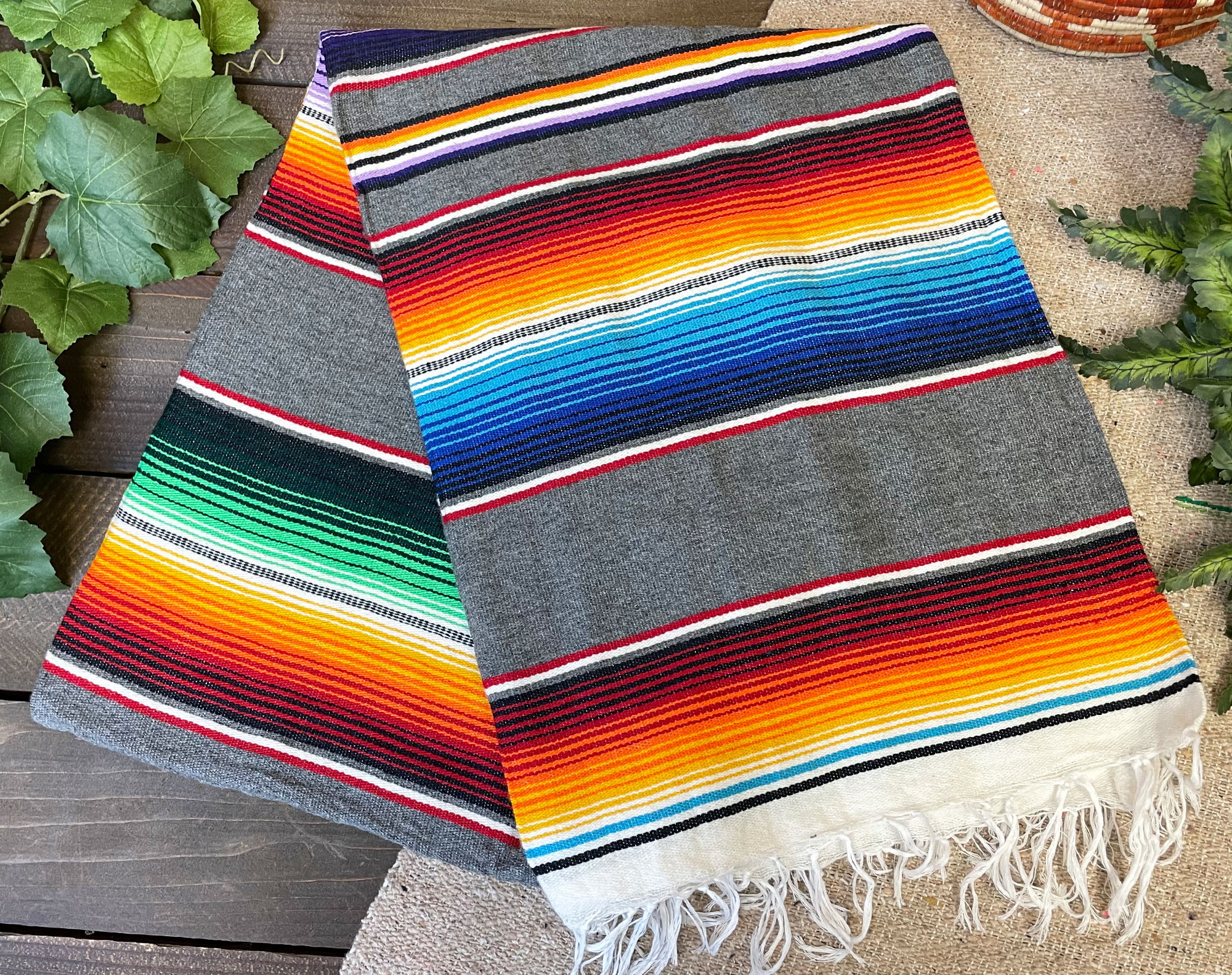 Southwestern Mexican Serape Blanket 5'x7' -Red (s1) - Mission Del Rey ...