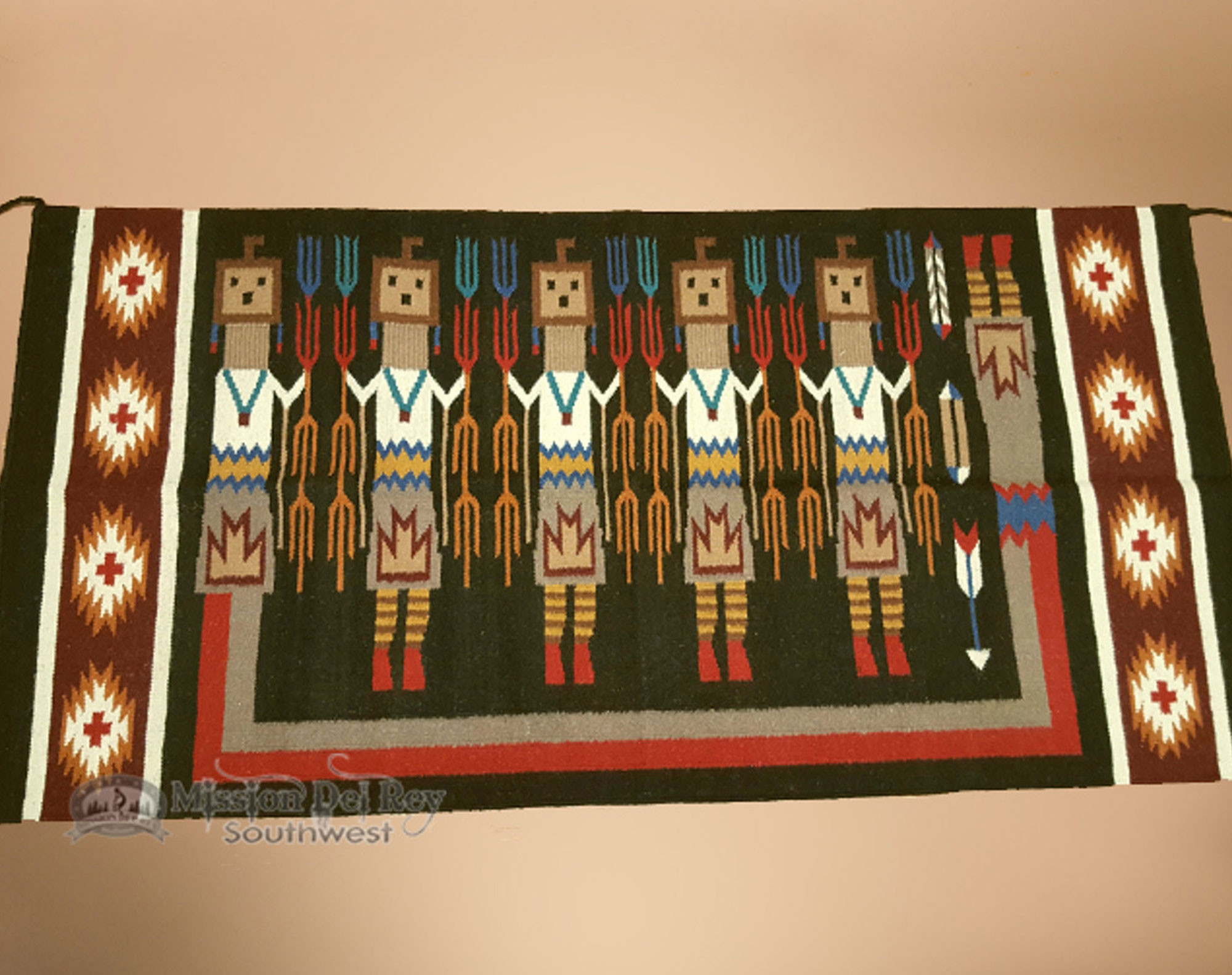 Southwest Style Saltillo Rug 20x40 -Black (a40hs3) - Mission Del Rey ...