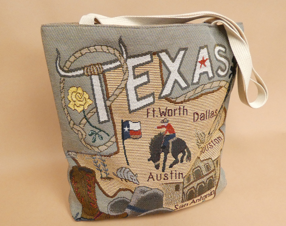 Texas City And State Tote Bag - 15"x17" - Mission Del Rey Southwest LLC