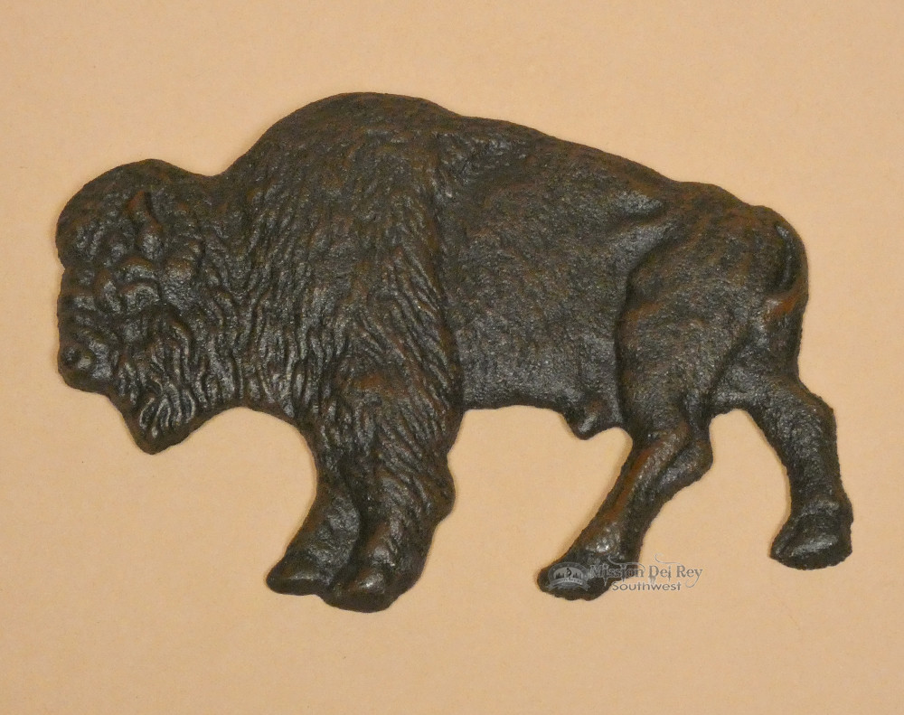 Rustic Western Cast Iron Buffalo Plaque 6.75" - Mission Del Rey ...