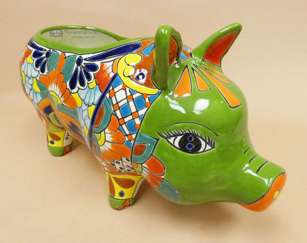 Hand Painted Mexican Talavera Pig Planter (33bc73) - Mission Del Rey ...